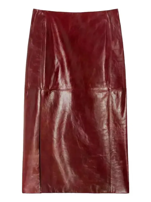 Sportmax Slit-detail Leather Midi Skirt - Red