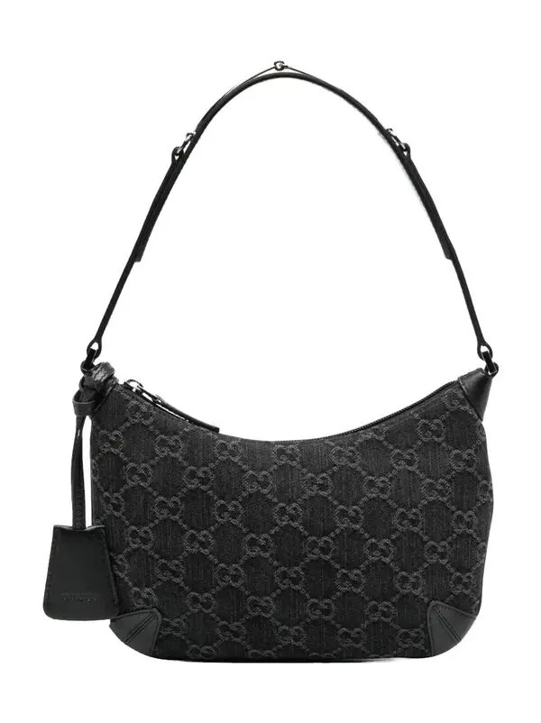 Gucci Monogram Embroidered Shoulder Bag - Black