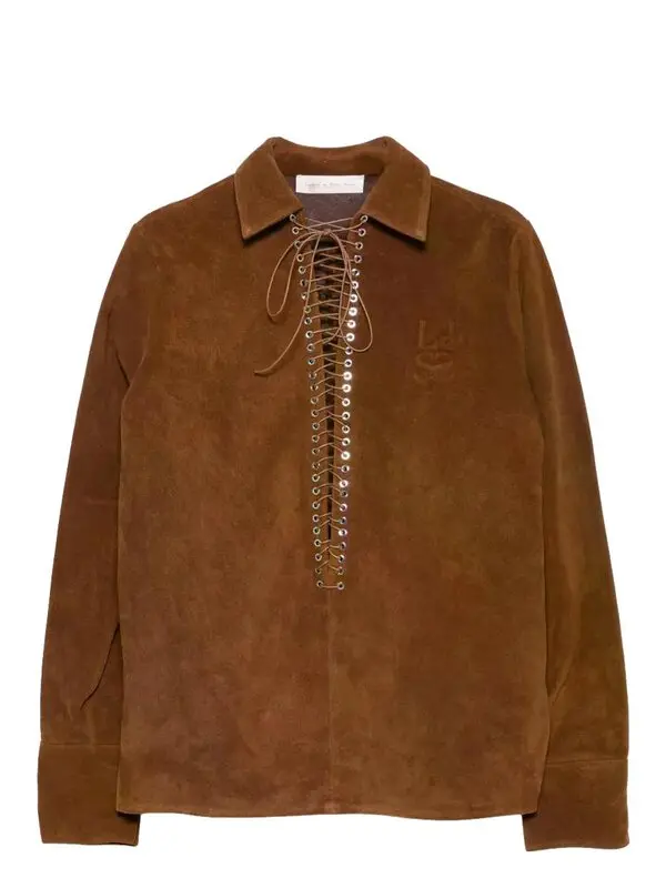 LUDOVIC DE SAINT SERNIN Alan Lace-up Shirt - Brown