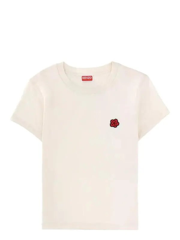 Kenzo Flower-appliqué T-shirt - Neutrals