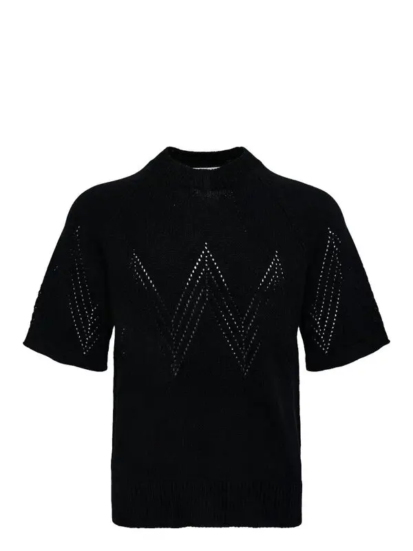 JIL SANDER Perforated Cotton T-shirt - Black