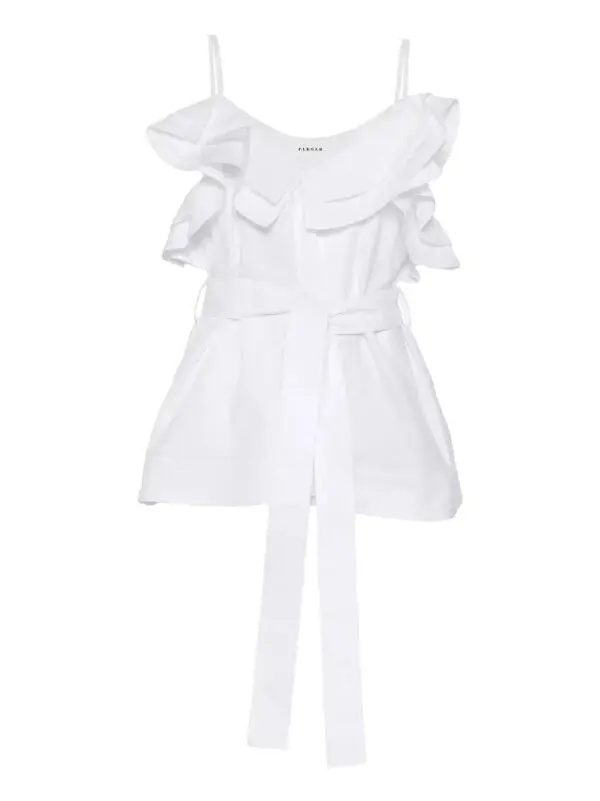 P.a.r.o.s.h Ruffled Self-tie Top - White