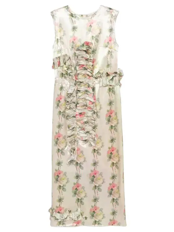 MERYLL ROGGE Ruffled Floral-print Midi Dress - Neutrals