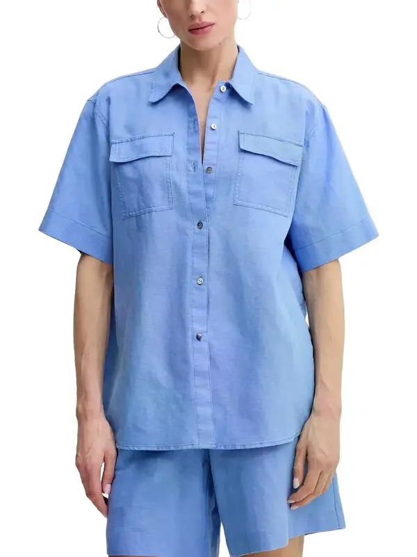 Karl Lagerfeld Flap-pocket Short-sleeved Shirt - Blue