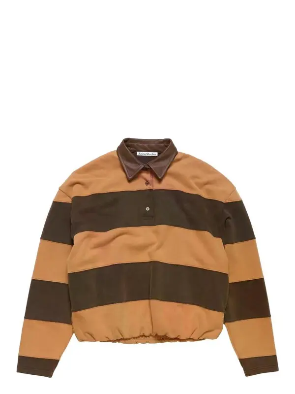 Acne Studios Striped Long-sleeve Polo Top - Brown