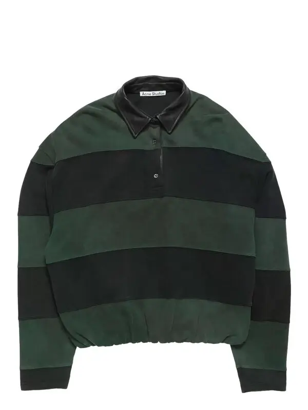 Acne Studios Striped Long-sleeve Polo - Green