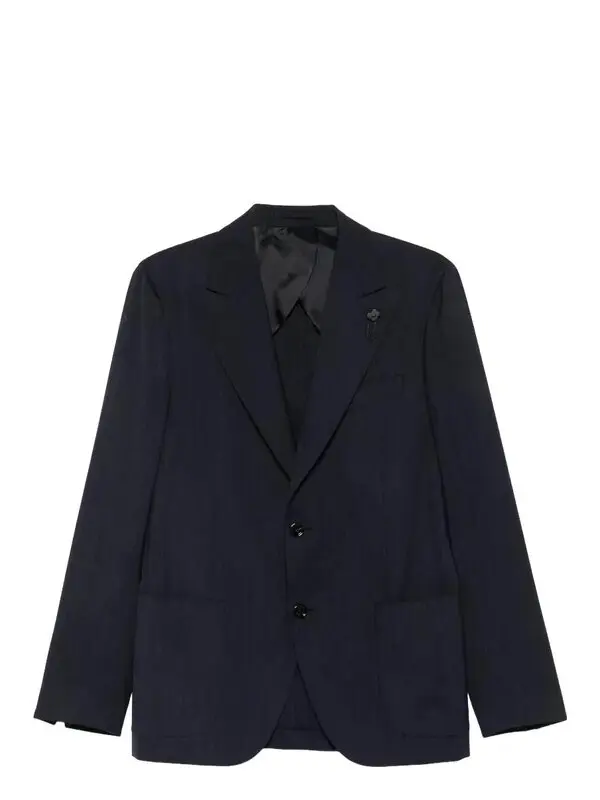 LARDINI Button Pin Virgin-wool Jacket - Blue