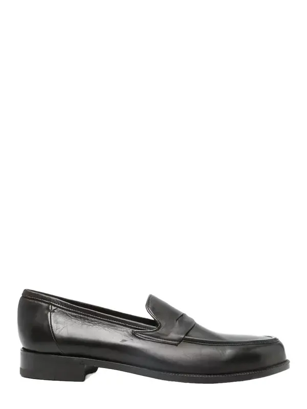 LARDINI Leather Flat Loafers - Brown