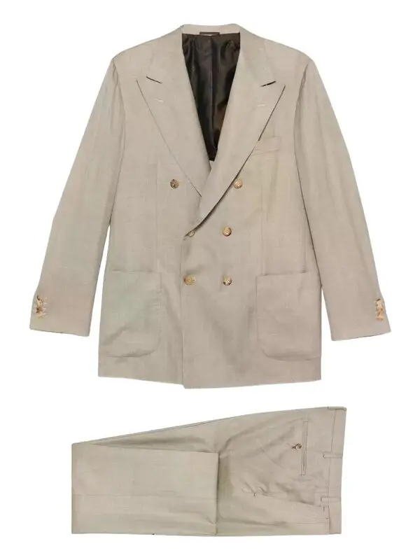 Kiton Double-breasted Suit - Neutrals