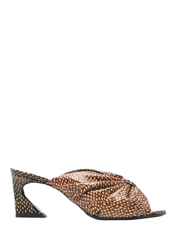 Fendi Arco Ruched Heeled Sandals - Brown