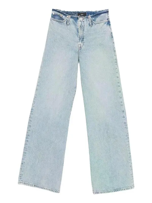 7 For All Mankind Frayed-detail Wide Leg Jeans - Blue