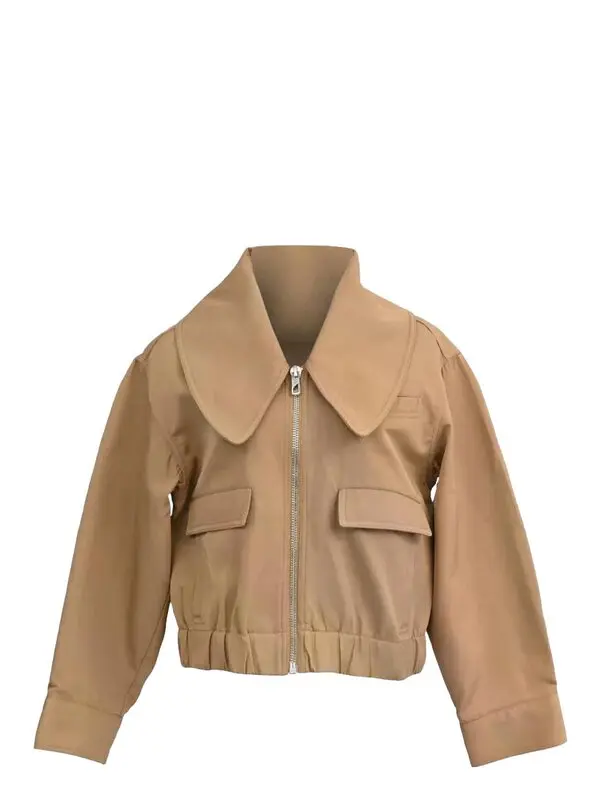 GANNI Wide-collar Zipped Jacket - Neutrals