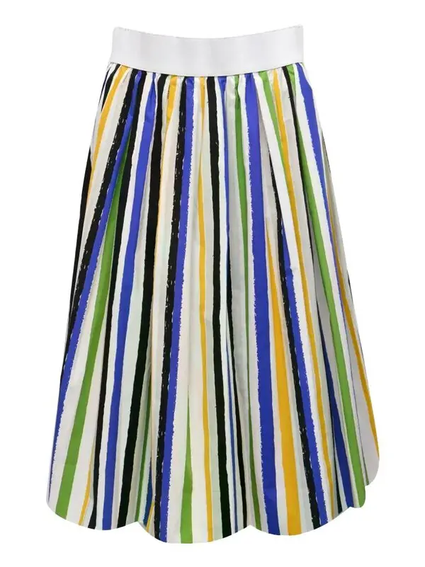 Dolce & Gabbana Stripe-pattern Midi Skirt - White
