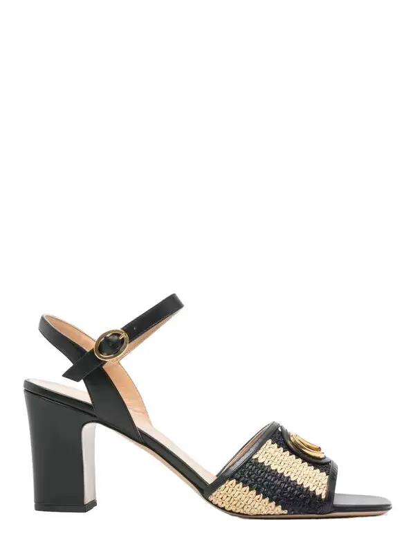 Valentino Garavani Vlogo Raffia Sandals - Black