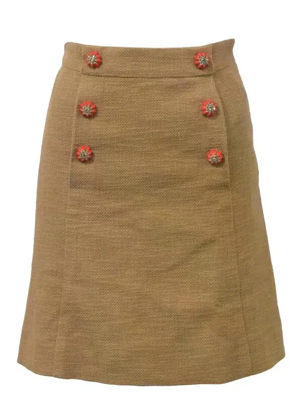 Dolce & Gabbana Floral-buttons A-line Skirt - Neutrals