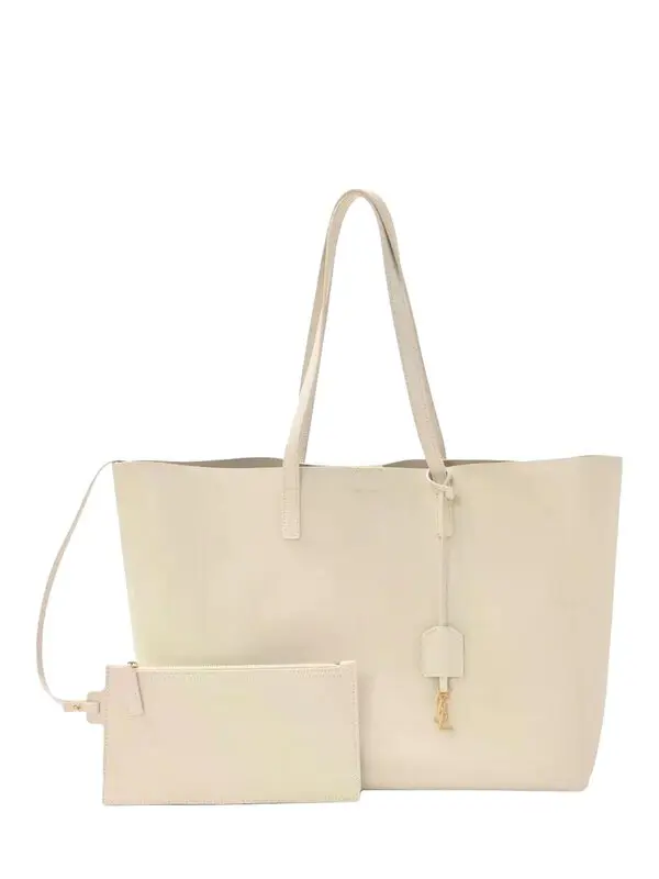 Saint Laurent East West Leather Tote Bag - White