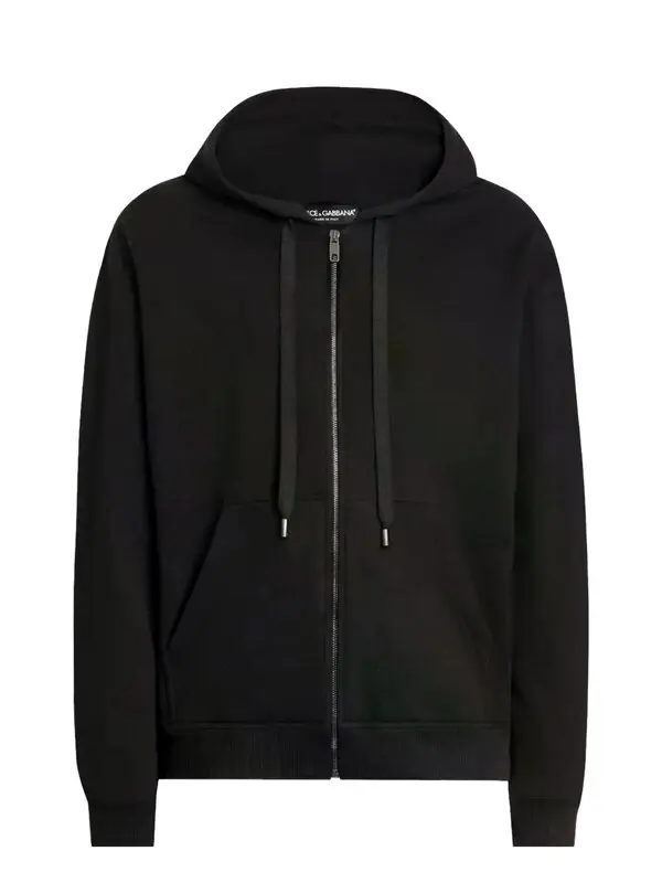 Dolce & Gabbana Zip-up Appliqué Hoodie - Black