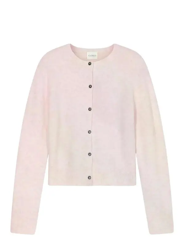 Closed Crew-neck Cardigan - Pink