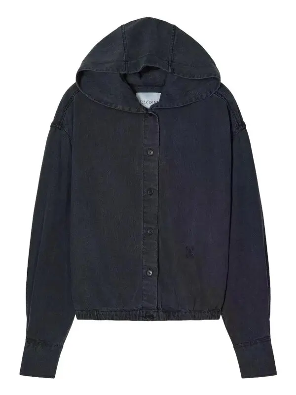 Closed Hooded Buttoned Shirt - Black