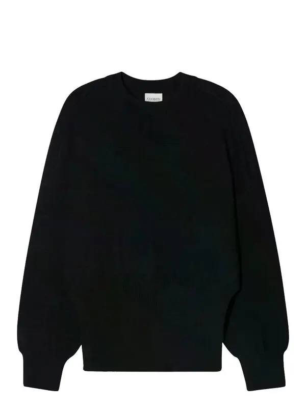 Closed Long-sleeve Crew-neck Sweater - Black
