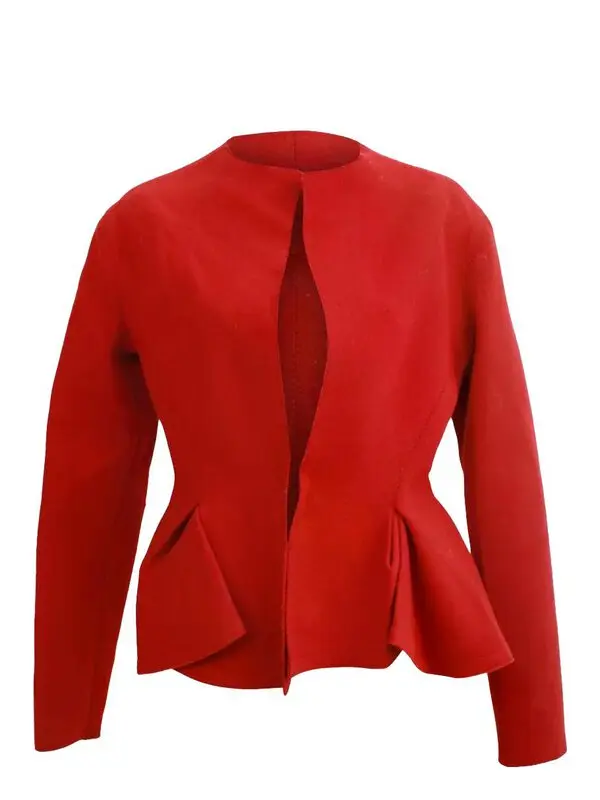 LANVIN Peplum-hem Fitted Jacket - Red