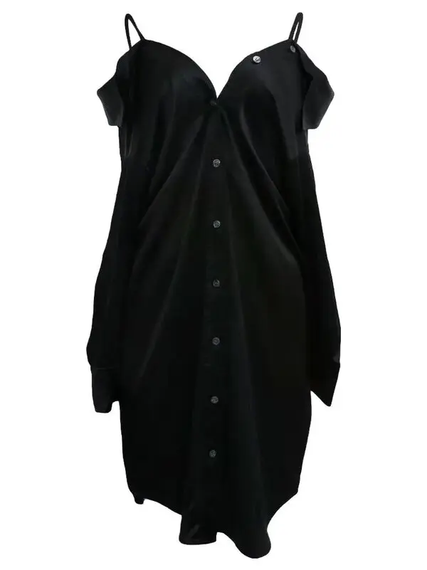 Alexander Wang Off-shoulder Shirt Dress - Black