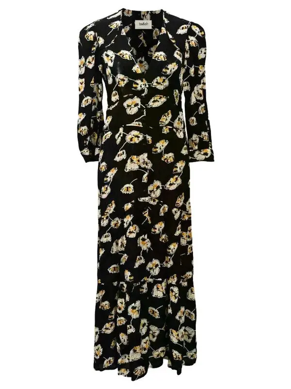 Ba&sh Ullia Floral-print Midi Dress - Black