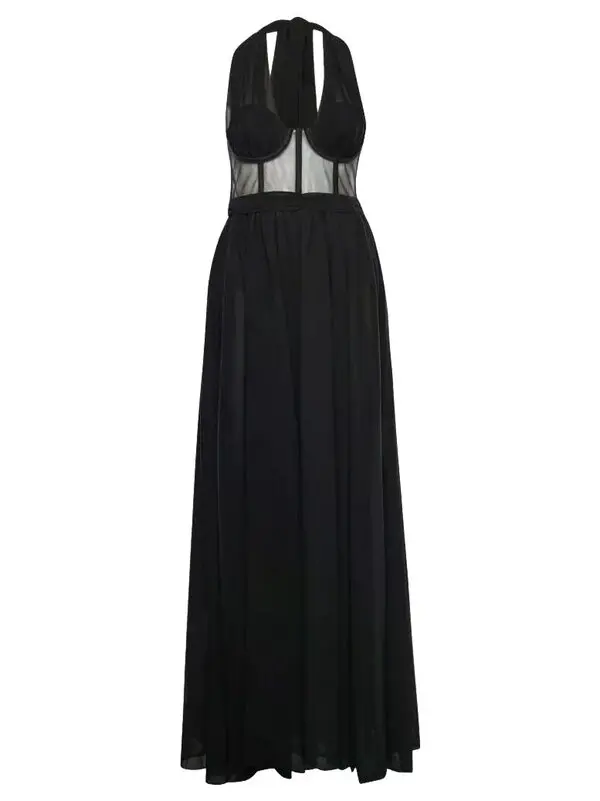 For Love & Lemons Anya Halterneck Gown - Black