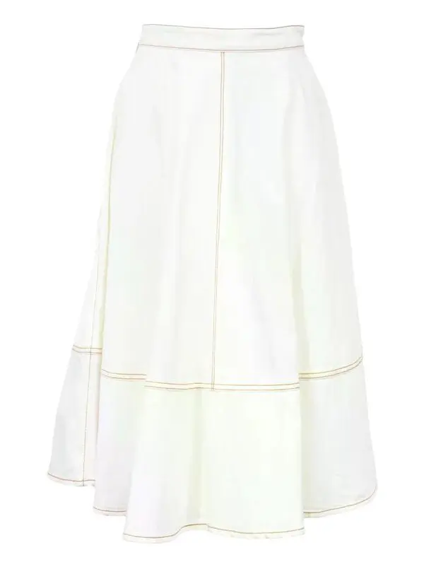 Alexander McQueen Contrast-stitch Midi Skirt - White