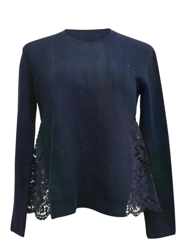 Valentino Garavani Lace-paneled Sweater - Blue