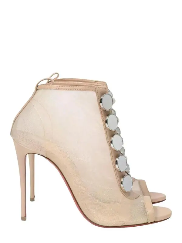 CHRISTIAN LOUBOUTIN Marika Peep-toe Mesh Boots - White