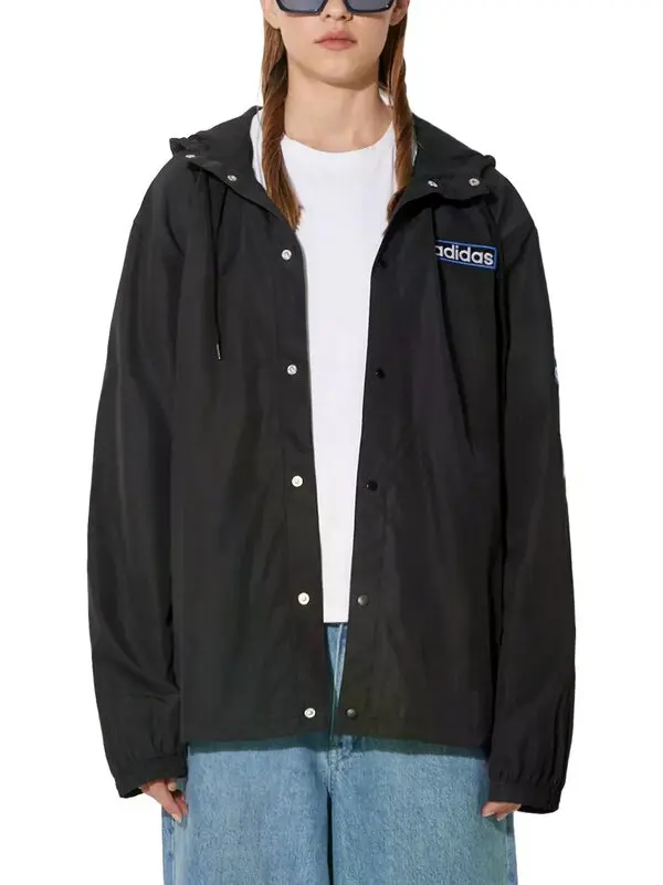 Adidas Hooded Logo-patch Jacket - Black