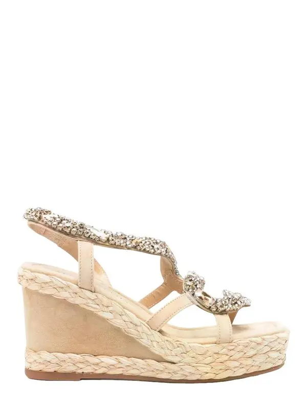 ALMA EN PENA Embellished Platform Wedge Espadrilles - Neutrals