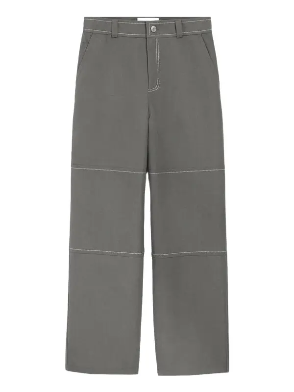 Ami Contrast-topstitching Worker Trousers - Grey