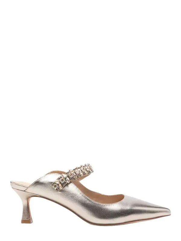 ALMA EN PENA Crystal-embellished Pointed-toe Mules - Gold