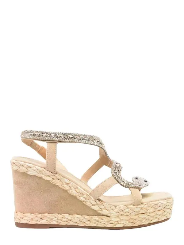ALMA EN PENA Snake-embellished Wedge Espadrilles - Neutrals