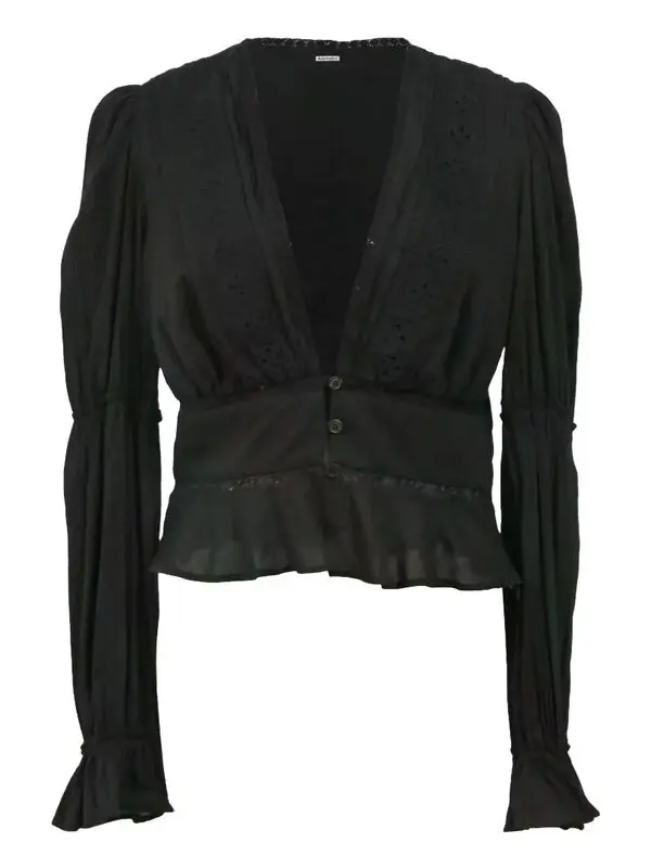 REFORMATION Plunge-neckline Blouse - Black