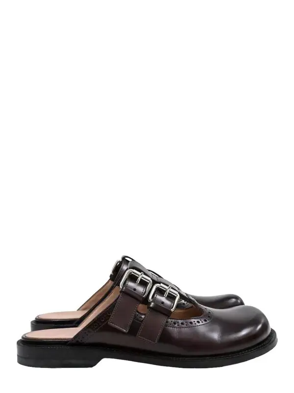 Loewe Campo Buckled Leather Mules - Brown