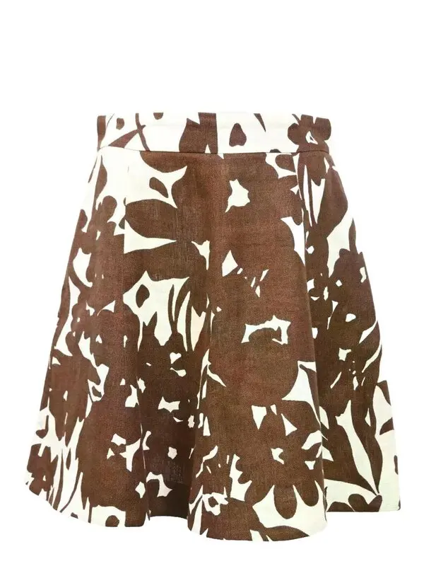 Michael Kors Floral-print Flared Skirt - Brown