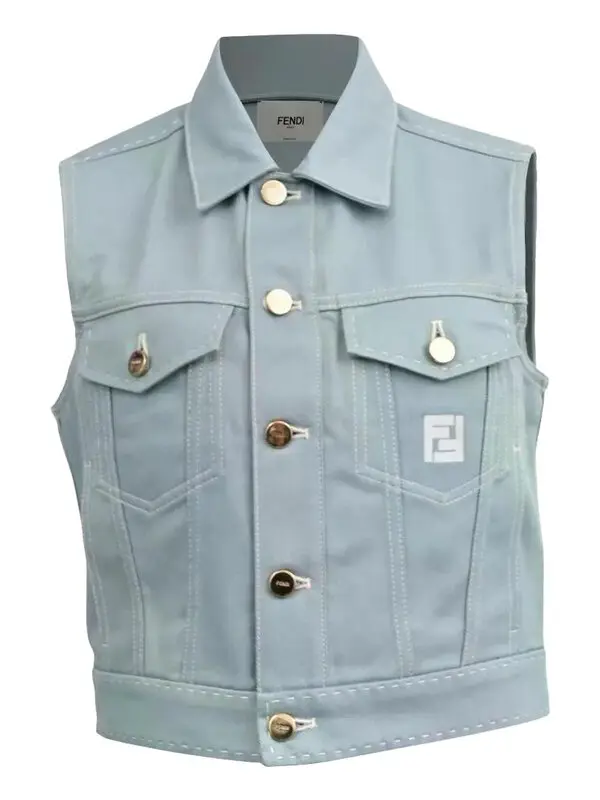 Fendi Logo-embroidered Gilet - Blue