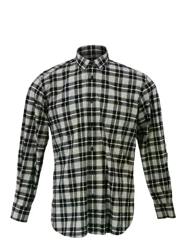 Saint Laurent Check-pattern Long-sleeve Shirt - Black