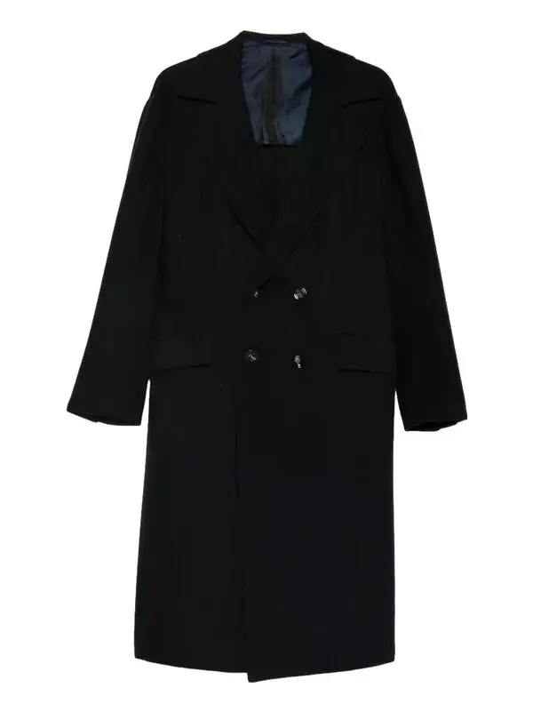 Kiton Double-breasted Coat - Black