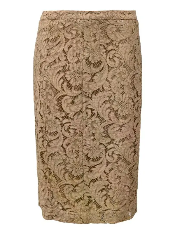 Burberry Lace Pencil Skirt - Brown