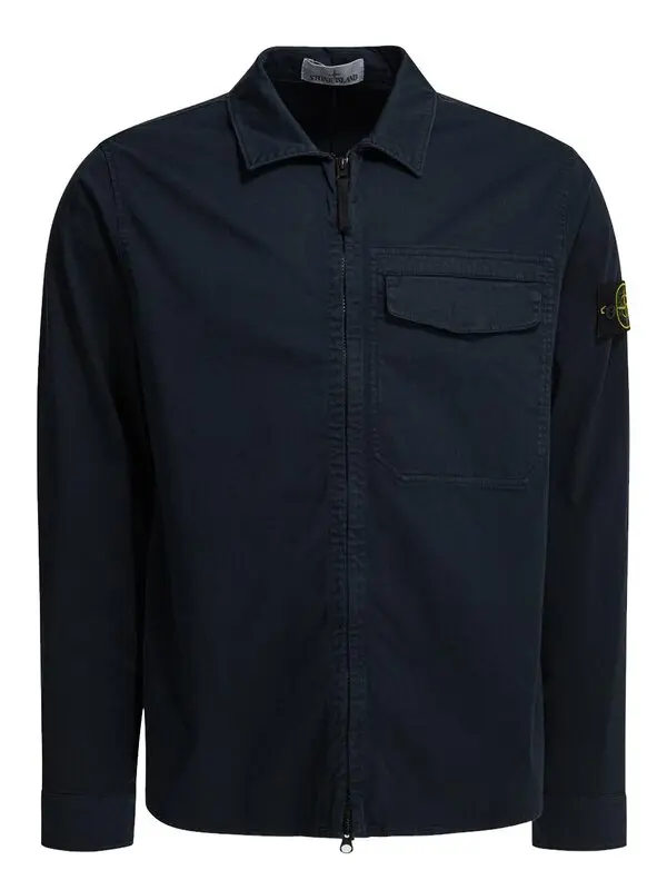 Stone Island Light Jacket With Logo - Blue