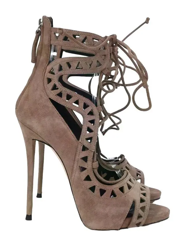 GIUSEPPE ZANOTTI Coline Laser-cut Heeled Sandals - Brown