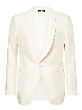 TOM FORD Textured Shawl-lapels Woven Blazer - Cream White