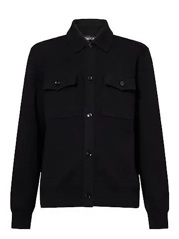 TOM FORD Relaxed-fit Long-sleeves Stretch-wool Blend Shirt - Black