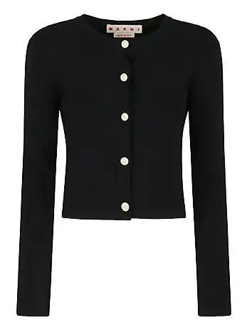 Marni Round-neck Knit Cardigan With Contrast Buttons - 00n99