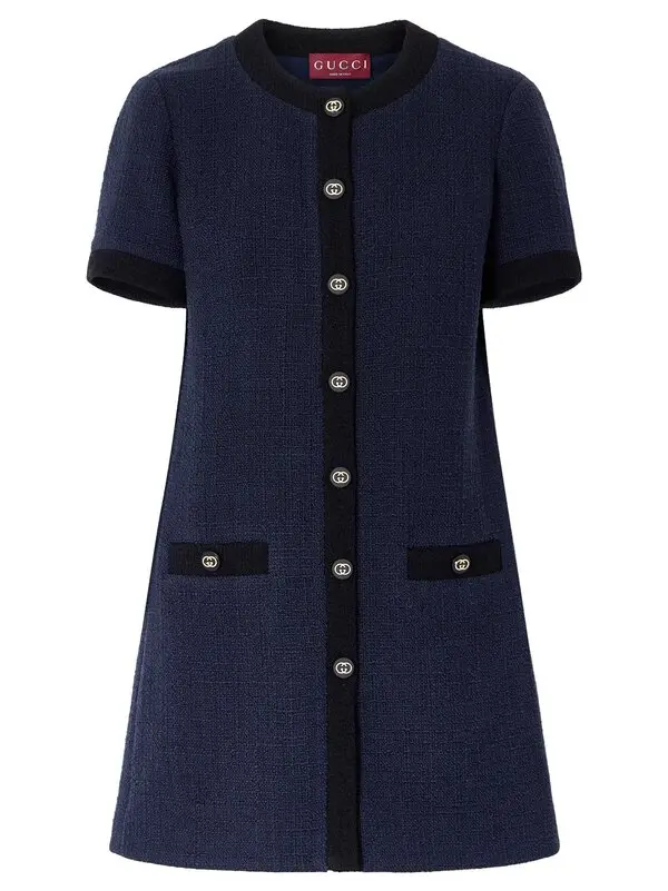 Gucci Wool-blend Bouclé Mini Dress - Blue