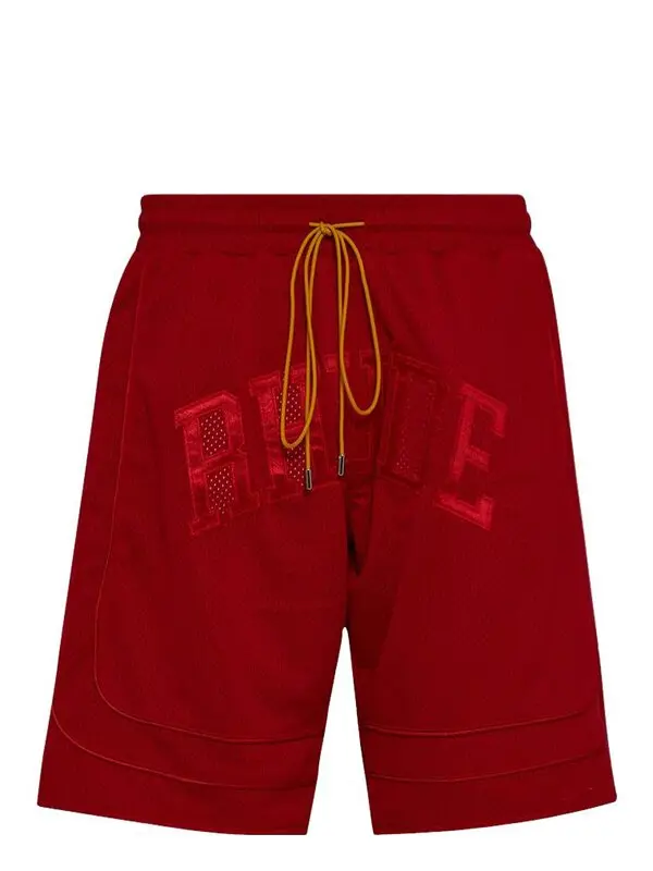 Rhude Baggy Mesh Collegiate Logo Shorts - Red